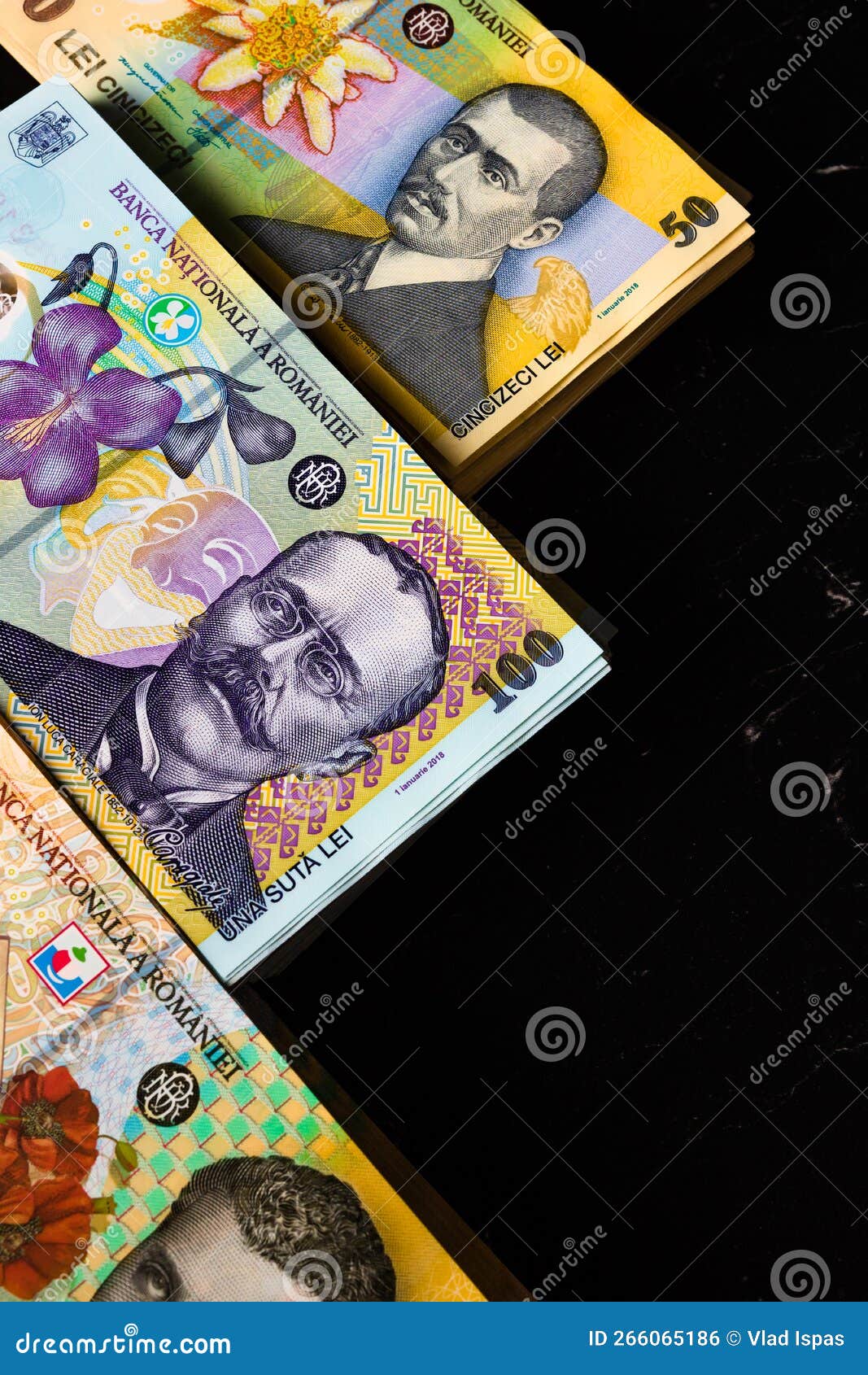 Stack of LEI Romanian Money. RON Leu Money European Currency Stock ...