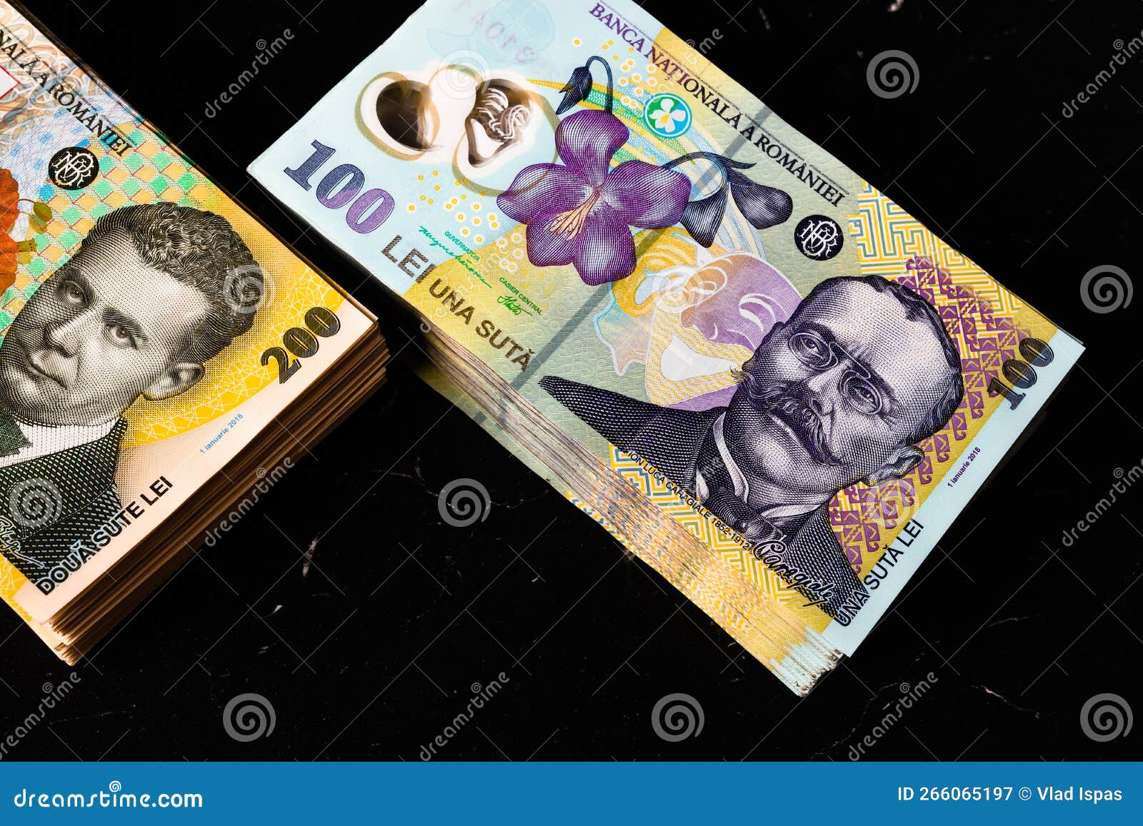 Stack of LEI Romanian Money. RON Leu Money European Currency Stock ...