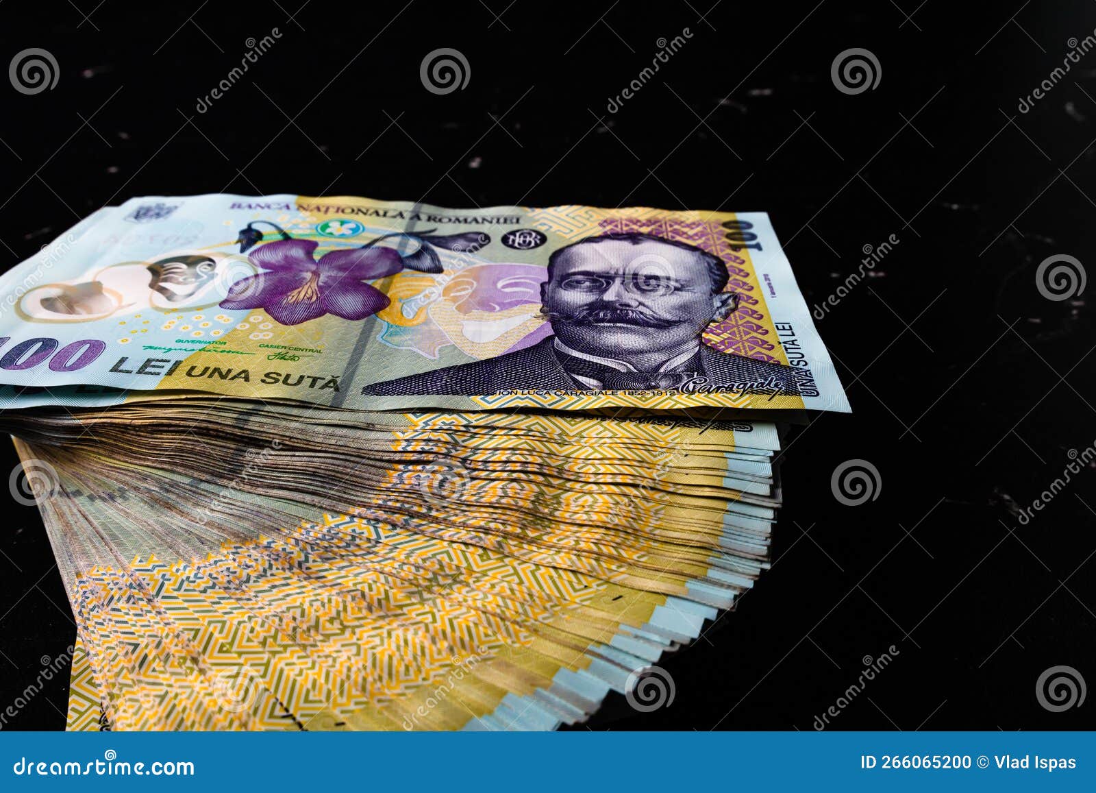 Stack of LEI Romanian Money. RON Leu Money European Currency Stock ...