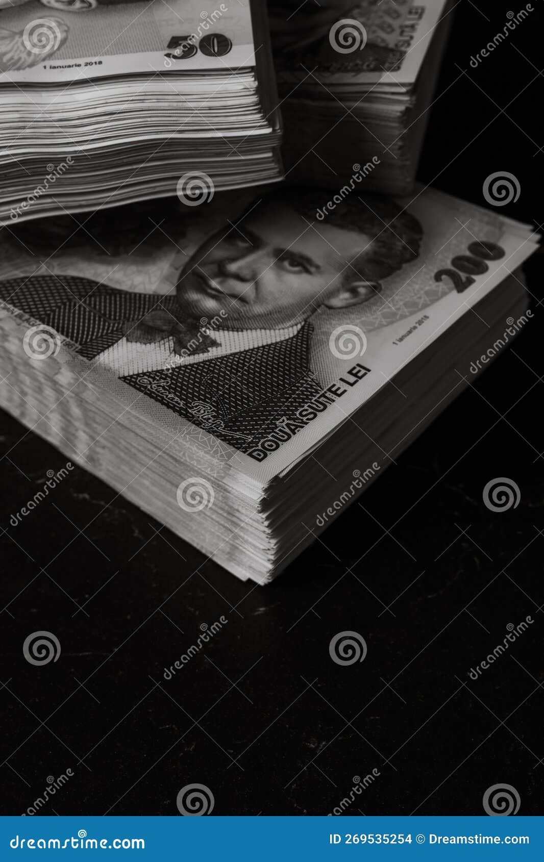 Stack of LEI Romanian Money. RON Leu Money European Currency Stock ...