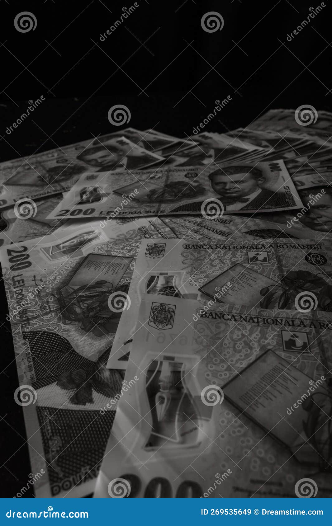 Stack Of LEI Romanian Money. RON Leu Money European Currency 200 Lei ...