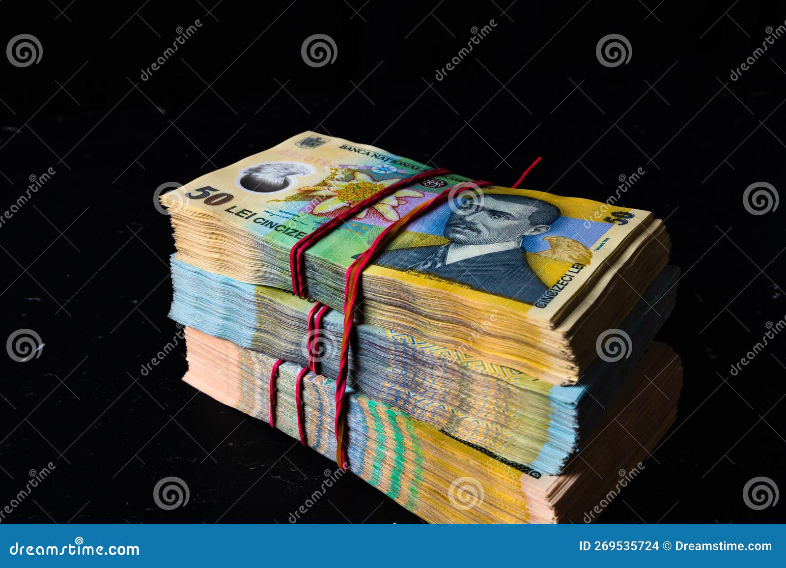 Stack of LEI Romanian Money. RON Leu Money European Currency Stock ...