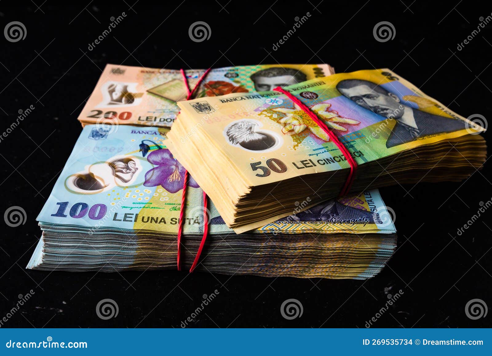 Stack of LEI Romanian Money. RON Leu Money European Currency Stock ...