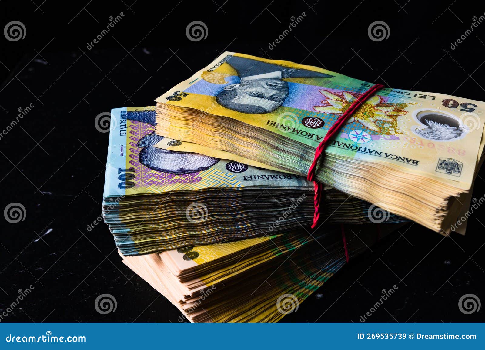 Stack of LEI Romanian Money. RON Leu Money European Currency Stock ...