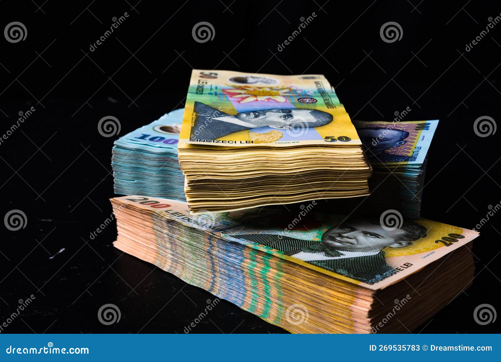 Stack of LEI Romanian Money. RON Leu Money European Currency Stock ...