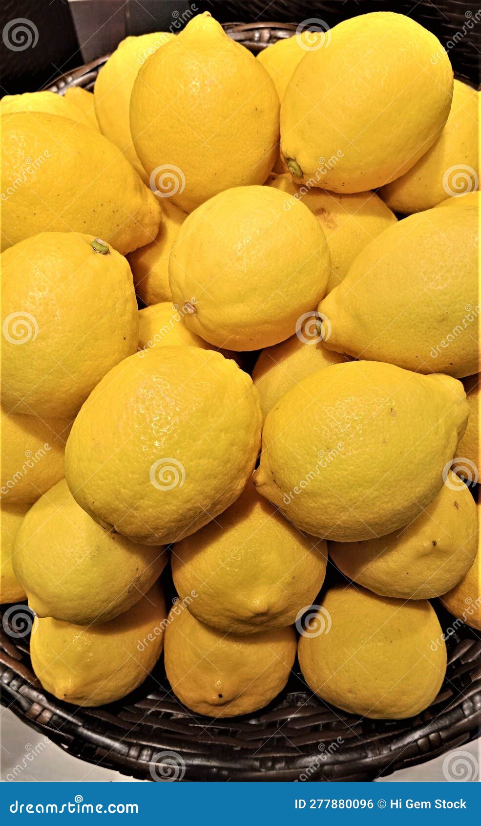 Stack Lemons in Basket Looks Fresh Stock Photo - Image of produce ...
