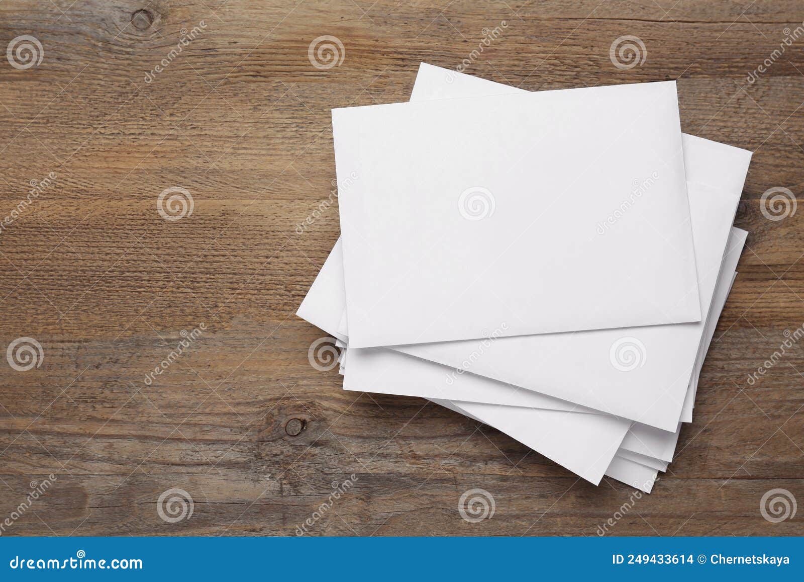 Stack of Letters on Wooden Table, Top View. Space for Text Stock Photo ...