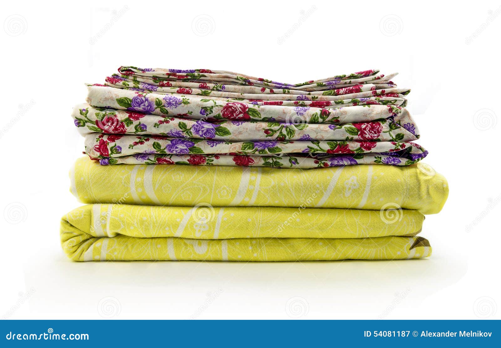 Stack of Linen on a White Background Stock Image - Image of ethnicity ...
