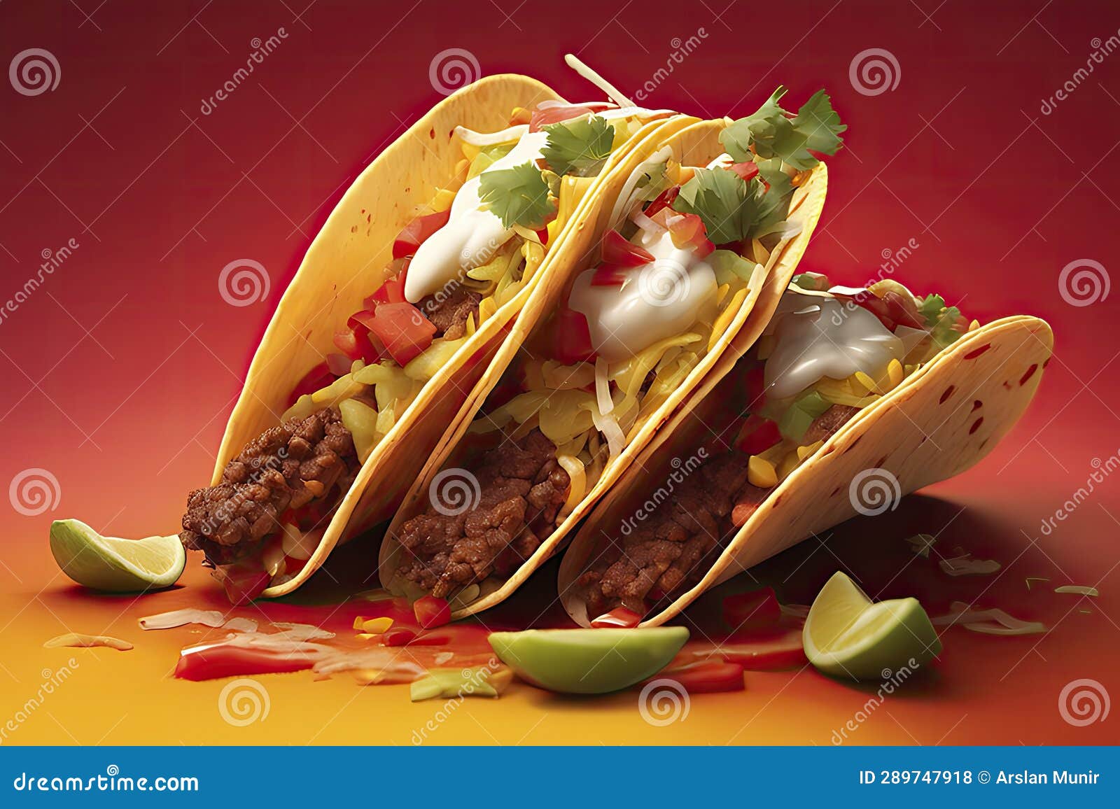 A Stack of Loaded Tacos on a Fiery Stock Illustration - Illustration of ...