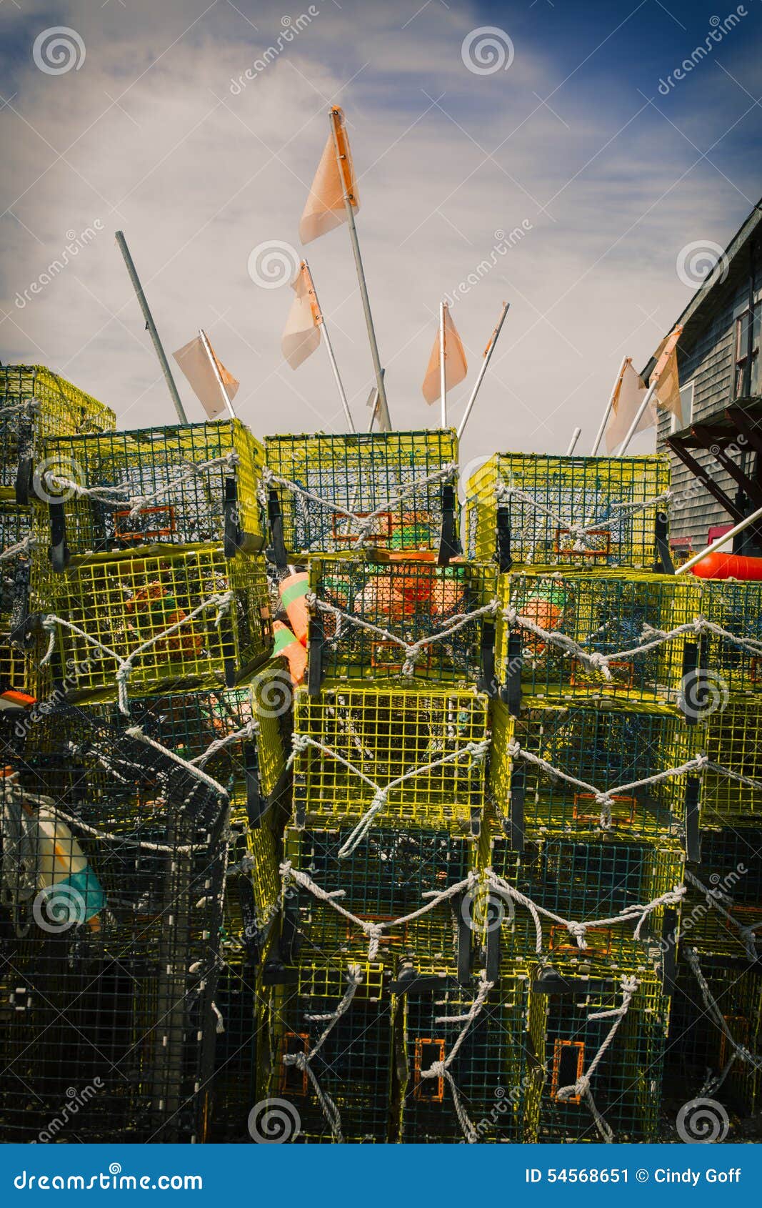 Stack of lobster pots stock image. Image of shellfish - 54568651
