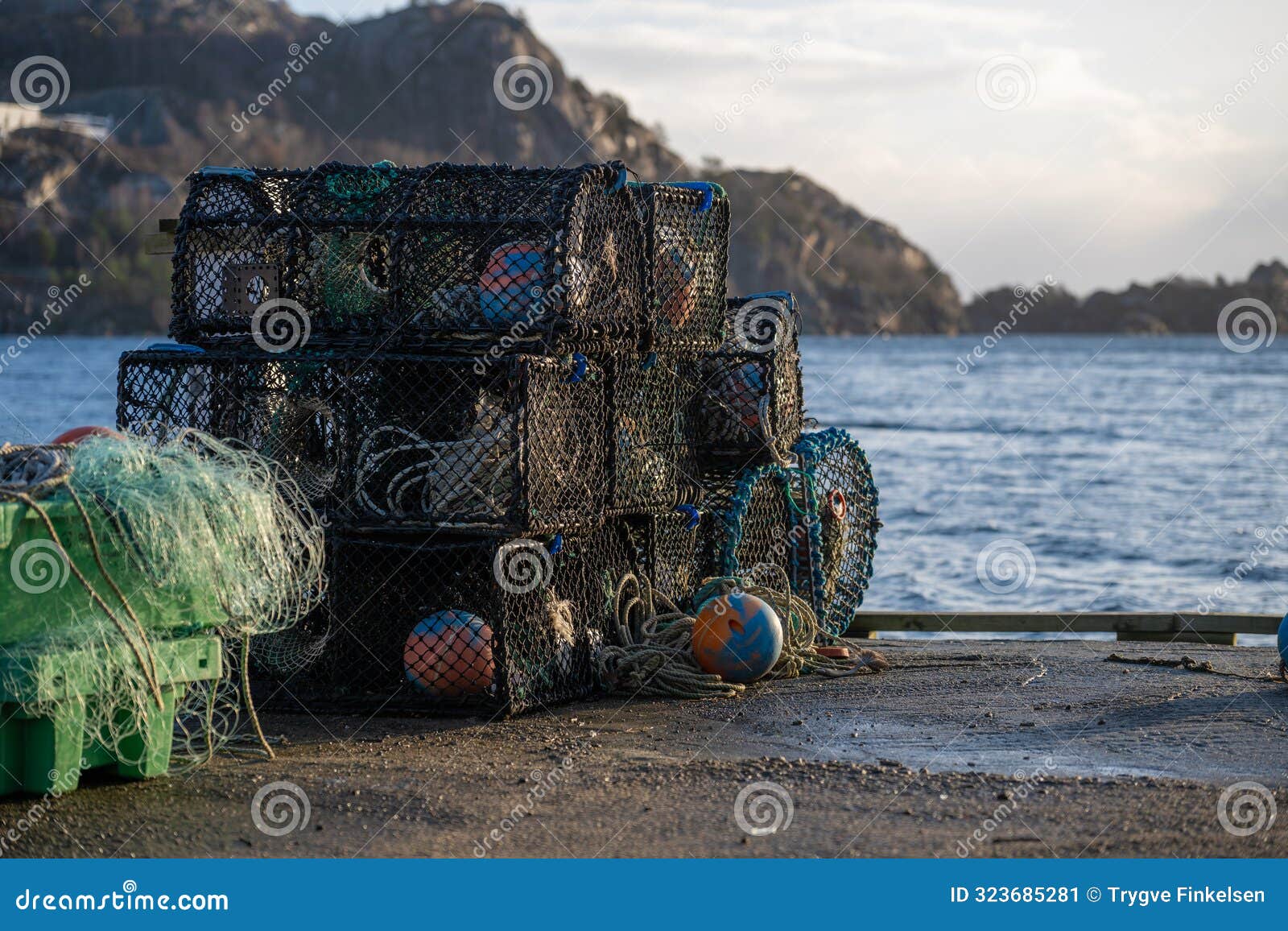 Stack of Lobster Pots by the Sea.. Stock Image - Image of nautical ...