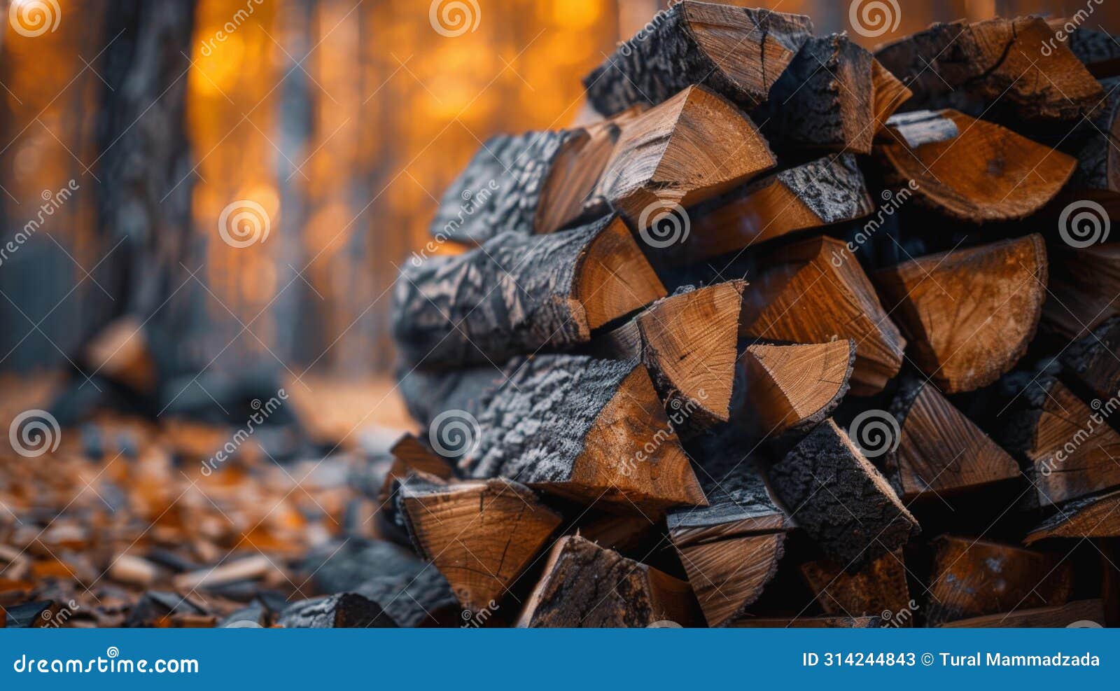 A Stack of Logs in a Forest Clearing Stock Image - Image of sitting ...