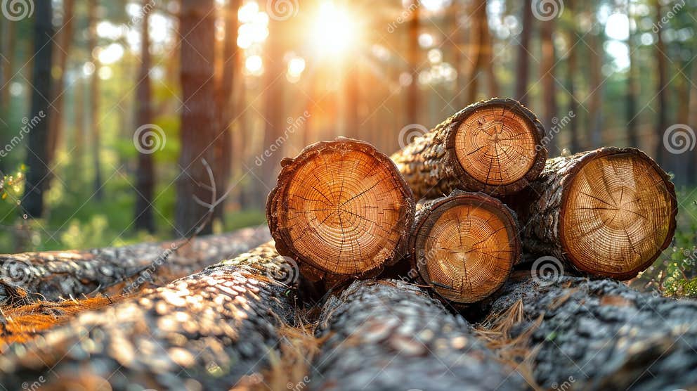 Stack of Logs in Forest stock image. Image of harvest - 313209845