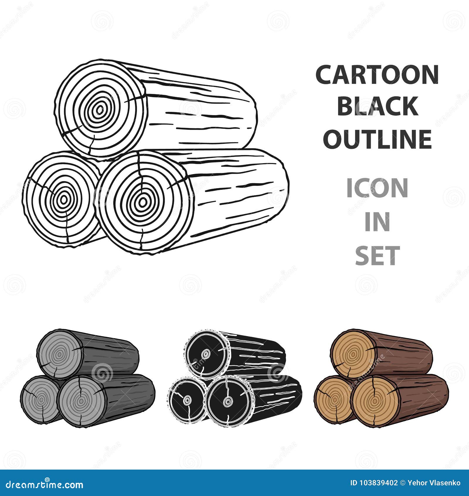 Stack of Logs Icon in Cartoon Style Isolated on White Background ...