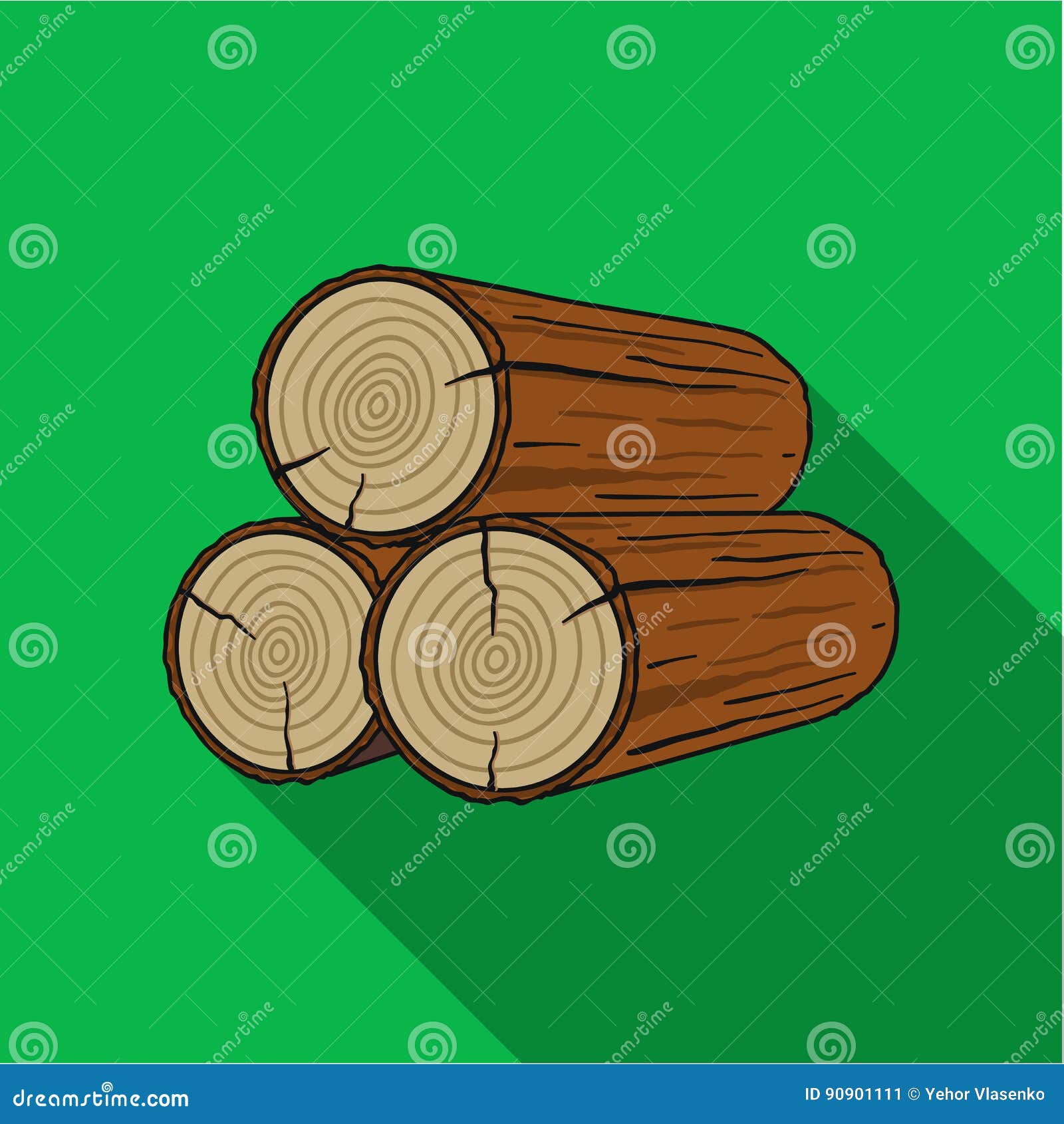 Stack of Logs Icon in Flat Style on White Background. Sawmill and ...
