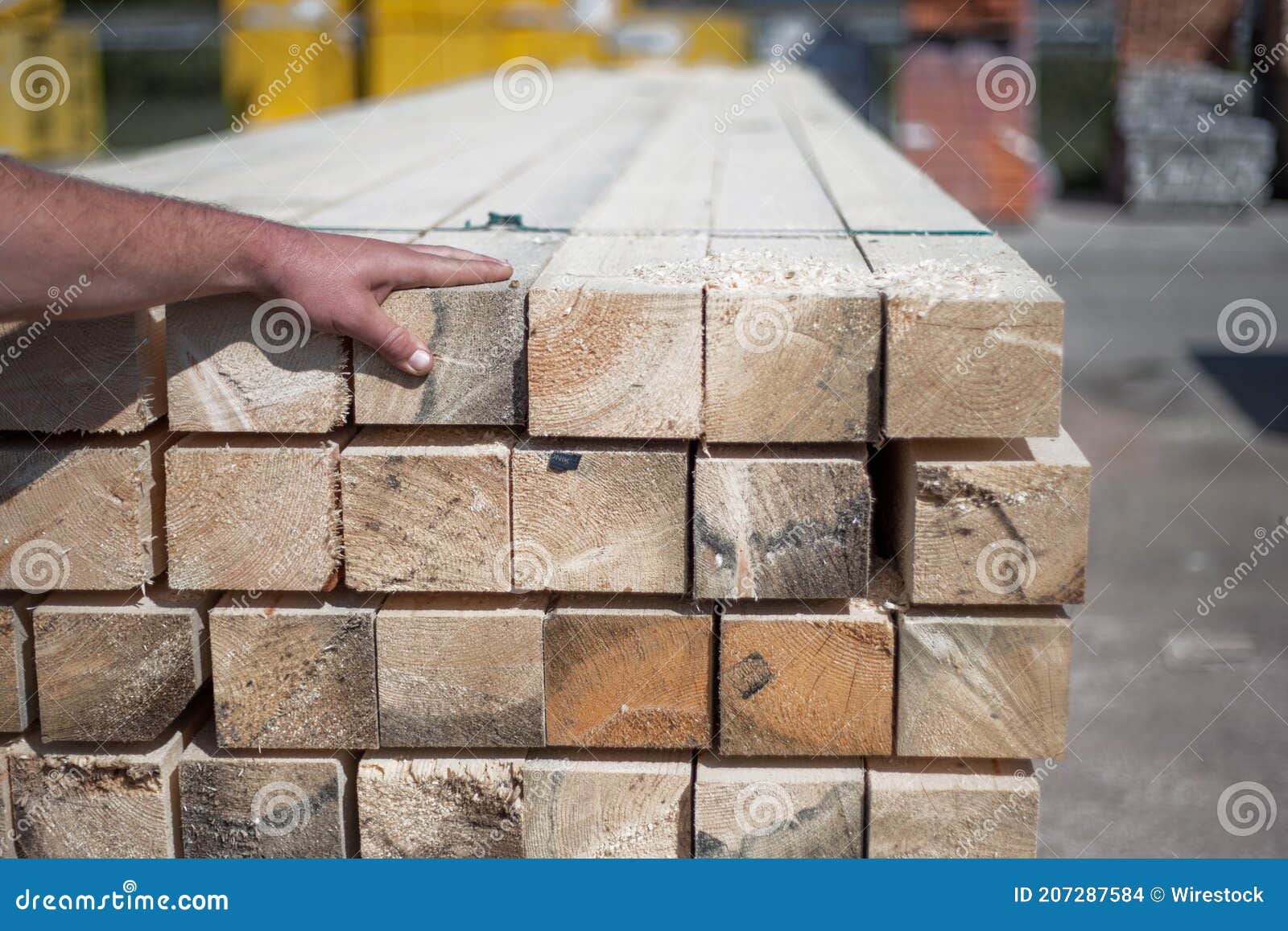Stack of Long Wooden Planks with Sharp Edges Stock Photo - Image of ...