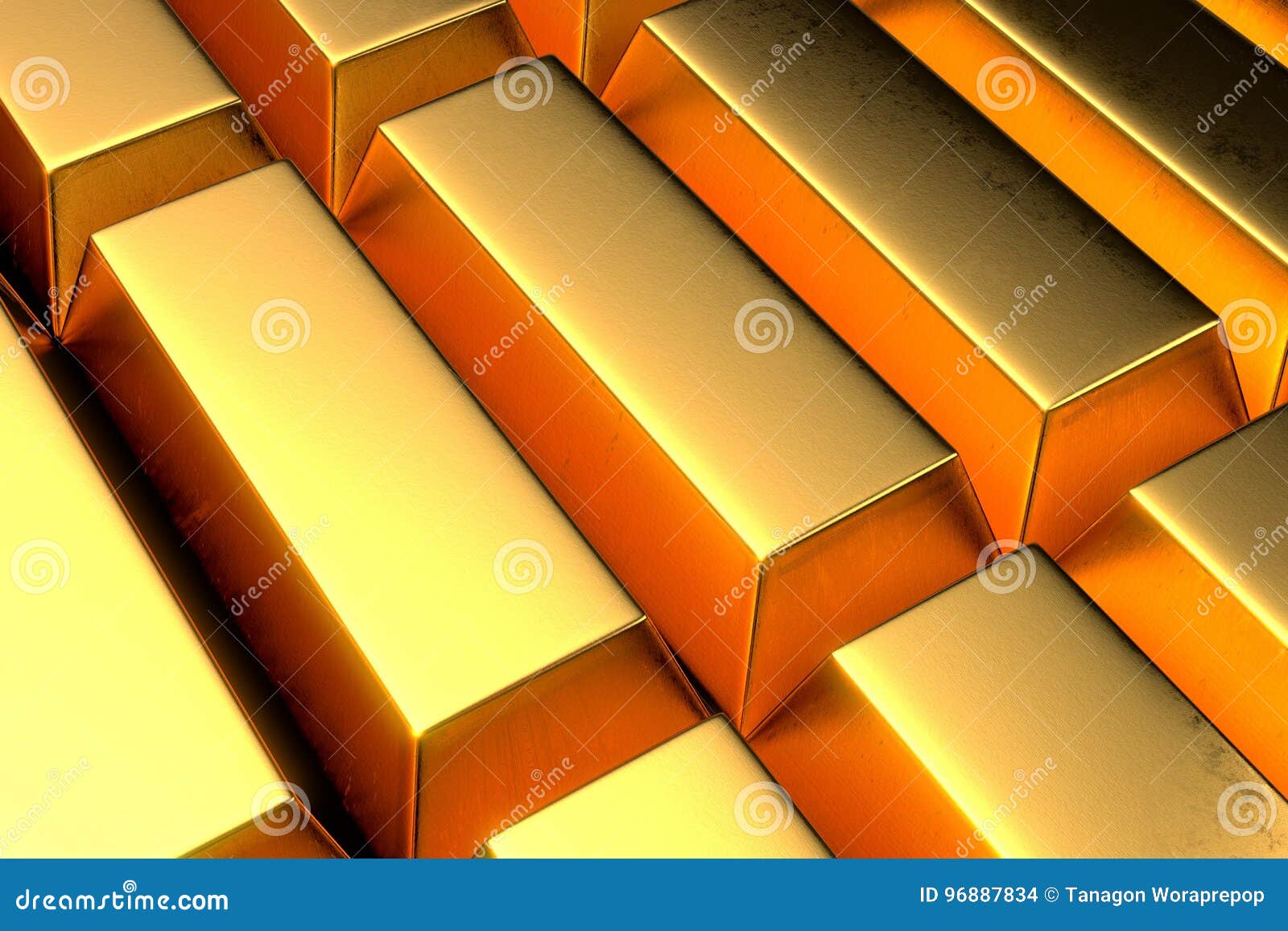 Stack of a Lot Gold Bars Close Up Shot Stock Illustration ...