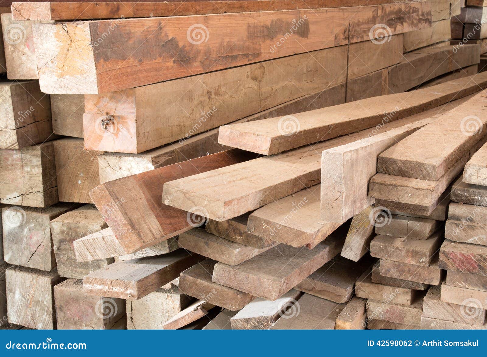 Stack of Lumber in Timber Logs Storage Stock Photo - Image of color ...