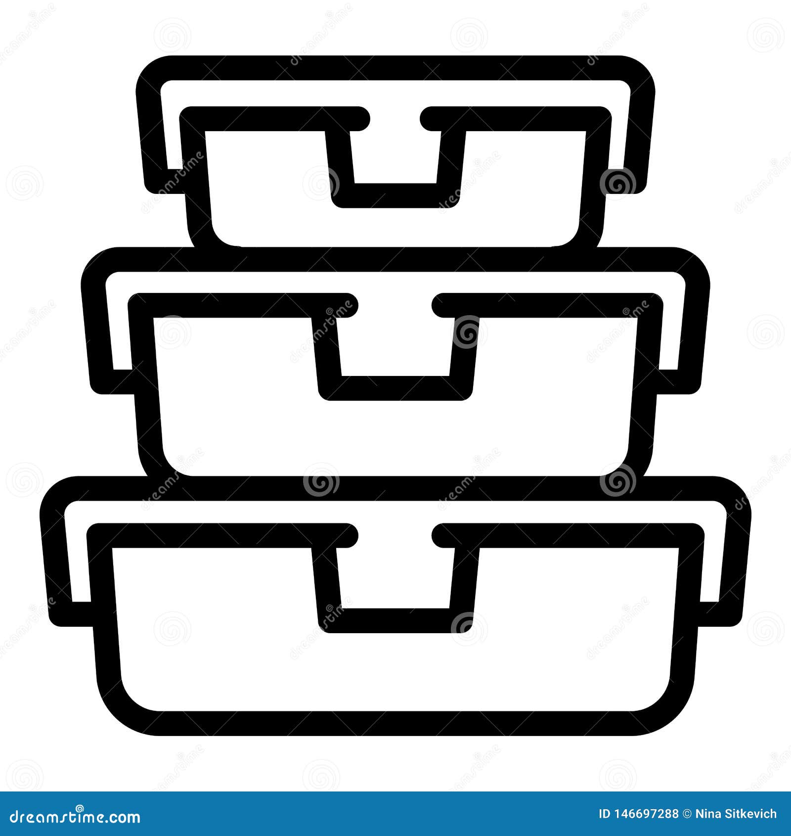 Stack of Lunchbox Icon, Outline Style Stock Vector - Illustration of ...