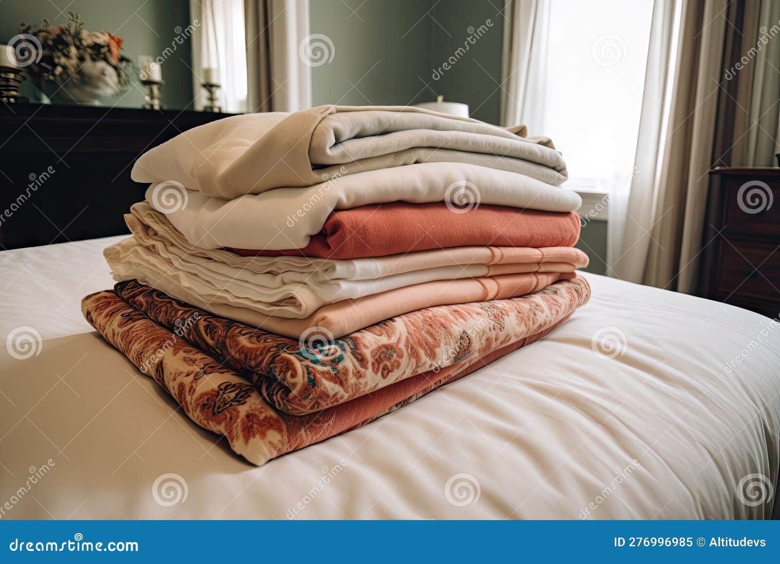 Stack of Luxurious Linens Ready for Guest Arrival Stock Illustration ...
