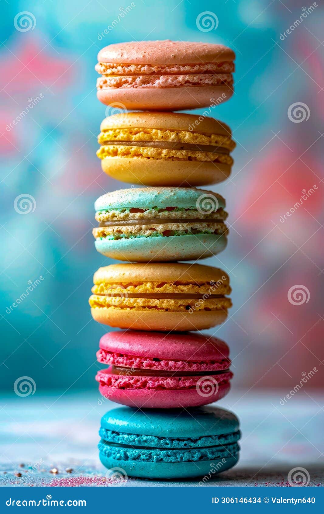 Stack of Macarons with Different Colors in Each Layer. Generative AI ...