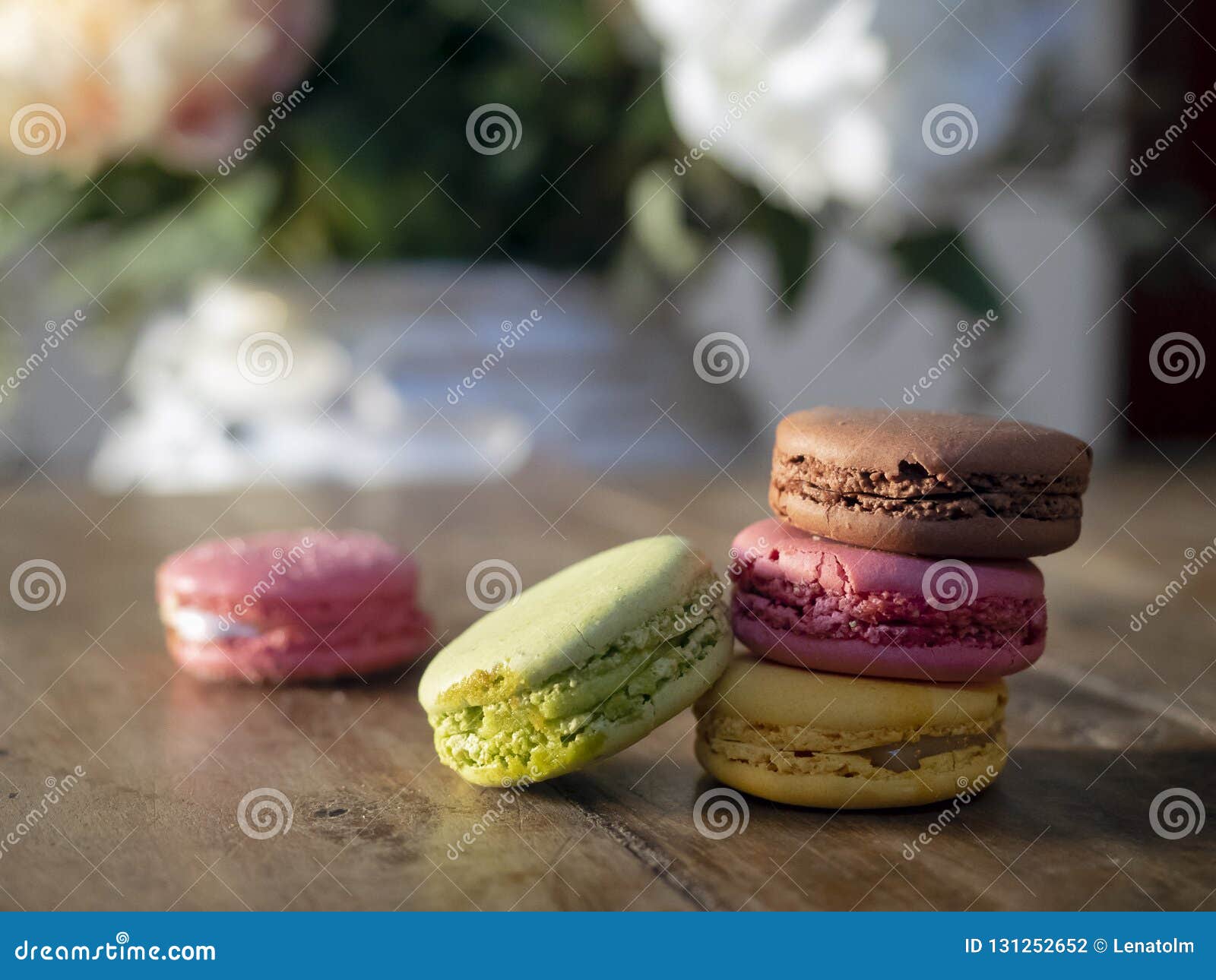 Macaroons Four Different Colors and Flavours Stock Photo - Image of ...