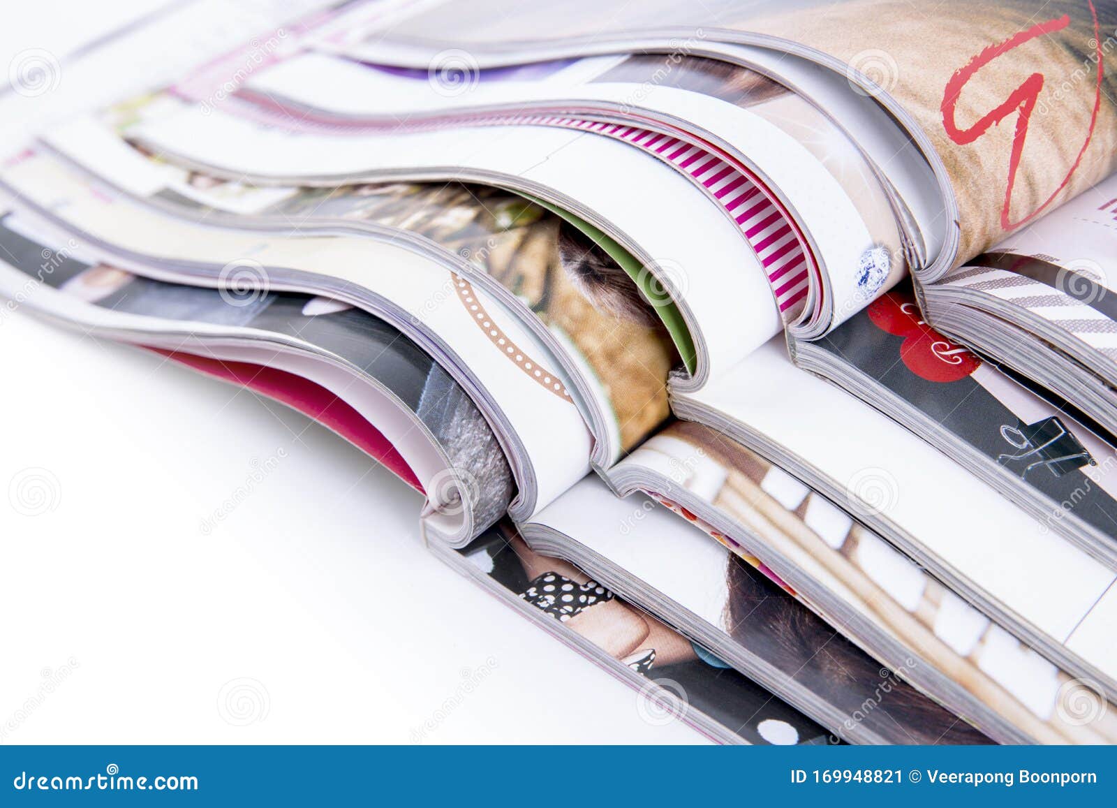 Stack of Magazines Isolated on White Background Stock Image - Image of ...
