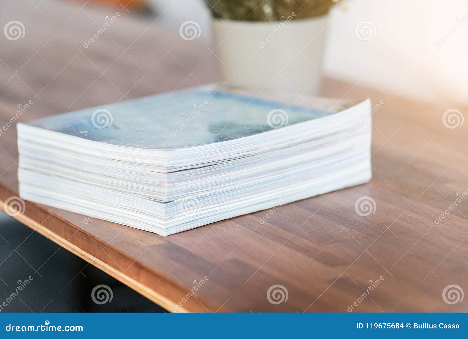 Stack of Magazines on Table Living Room Stock Photo - Image of article, communication: 119675684