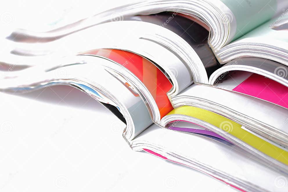 Stack of Magazines on White Background Stock Image - Image of ...