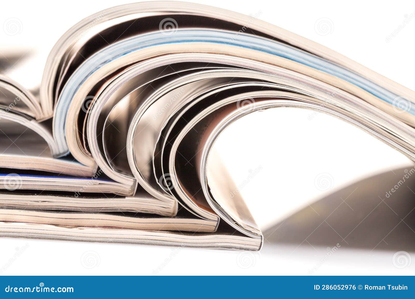 Stack of Magazines on White Background Stock Photo - Image of media ...