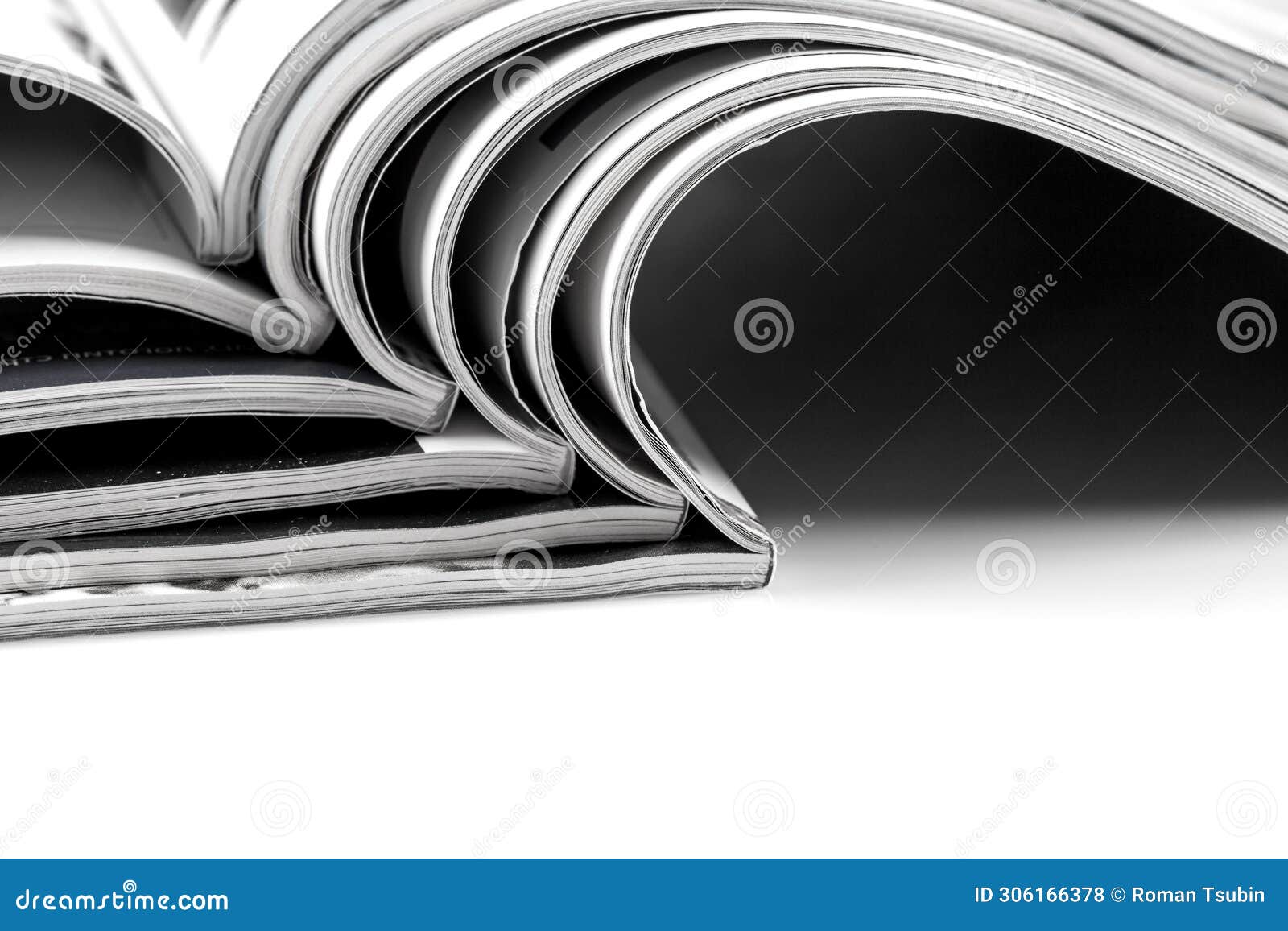 Stack of Magazines on White Background Stock Photo - Image of heap ...