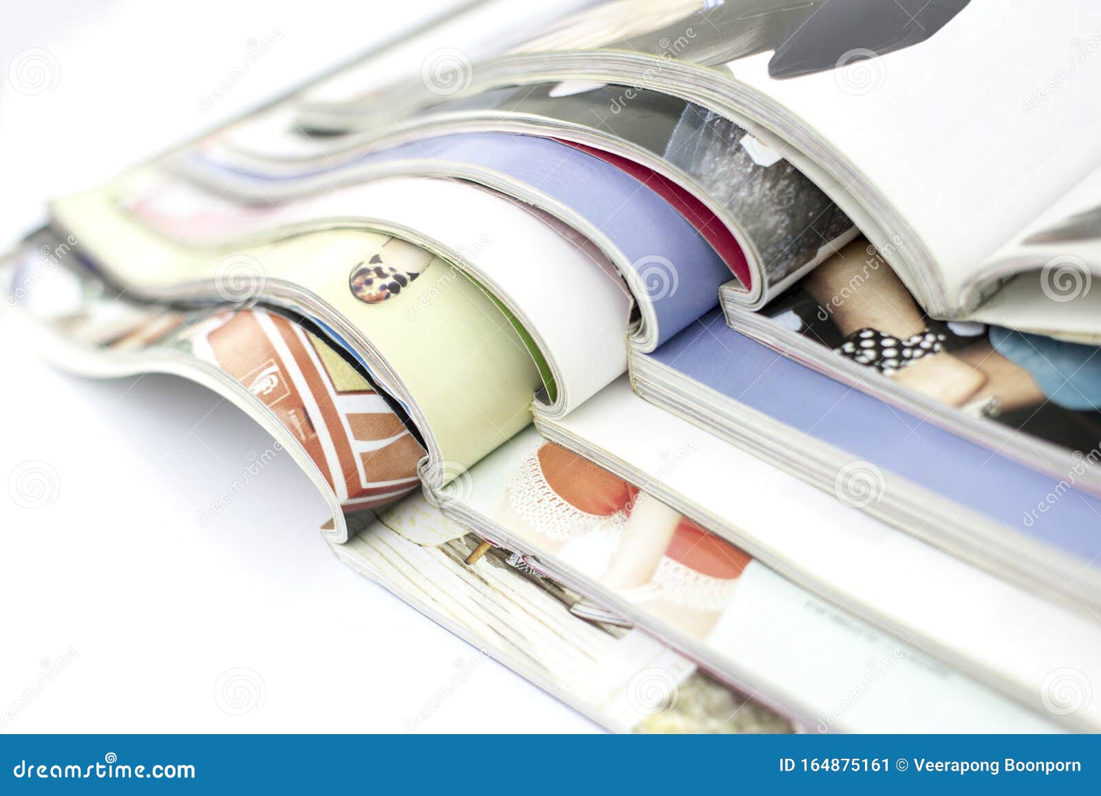 Stack of Magazines on White Background Stock Image - Image of home ...