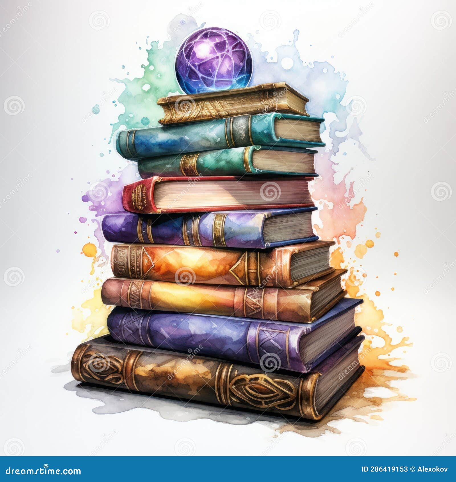 Stack of Magical Looking Books on White Background AI Generated Stock ...