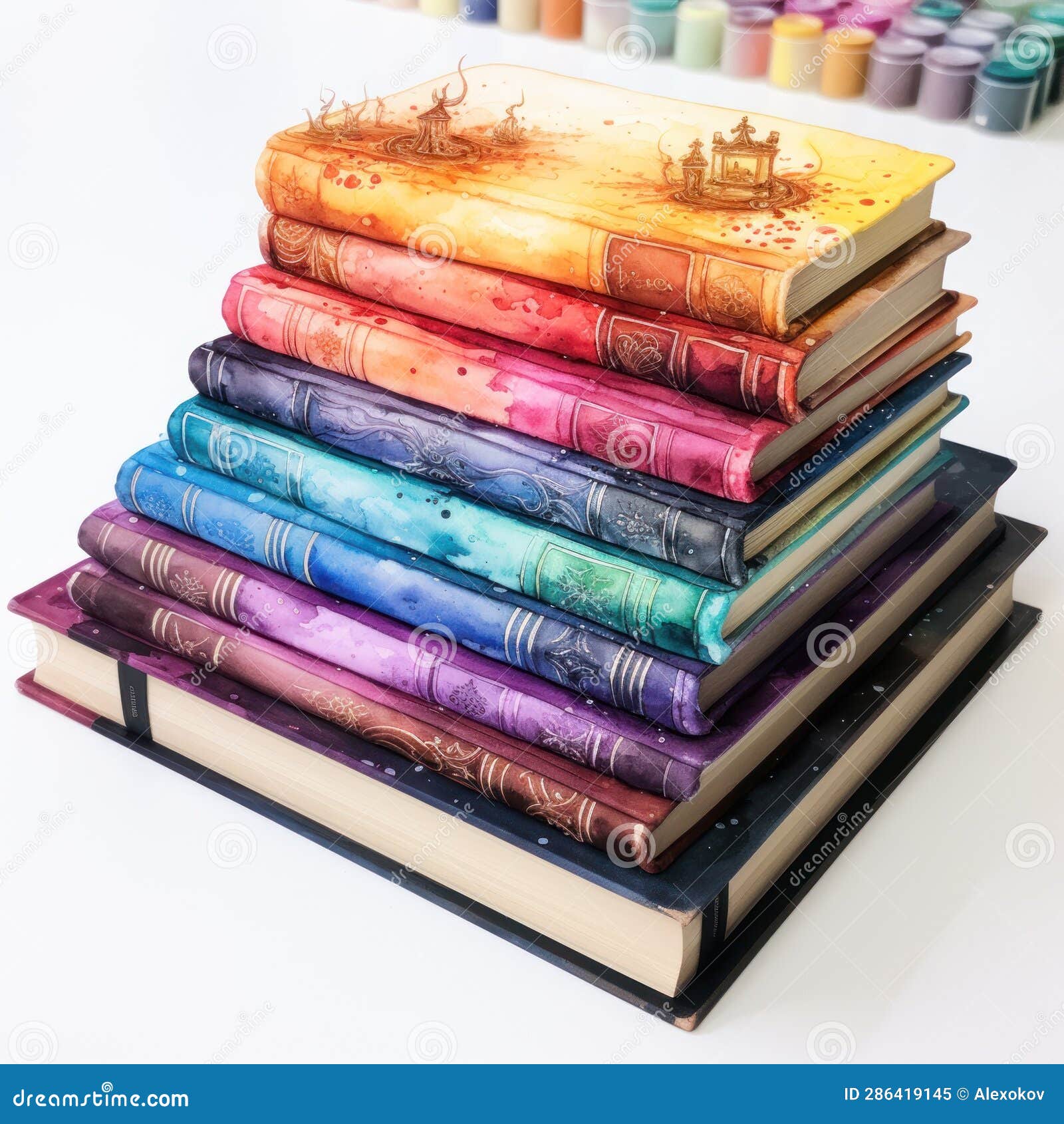 Stack of Magical Looking Books on White Background AI Generated Stock ...