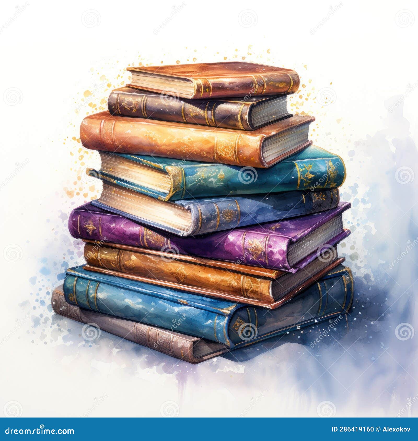 Stack of Magical Looking Books on White Background AI Generated Stock ...