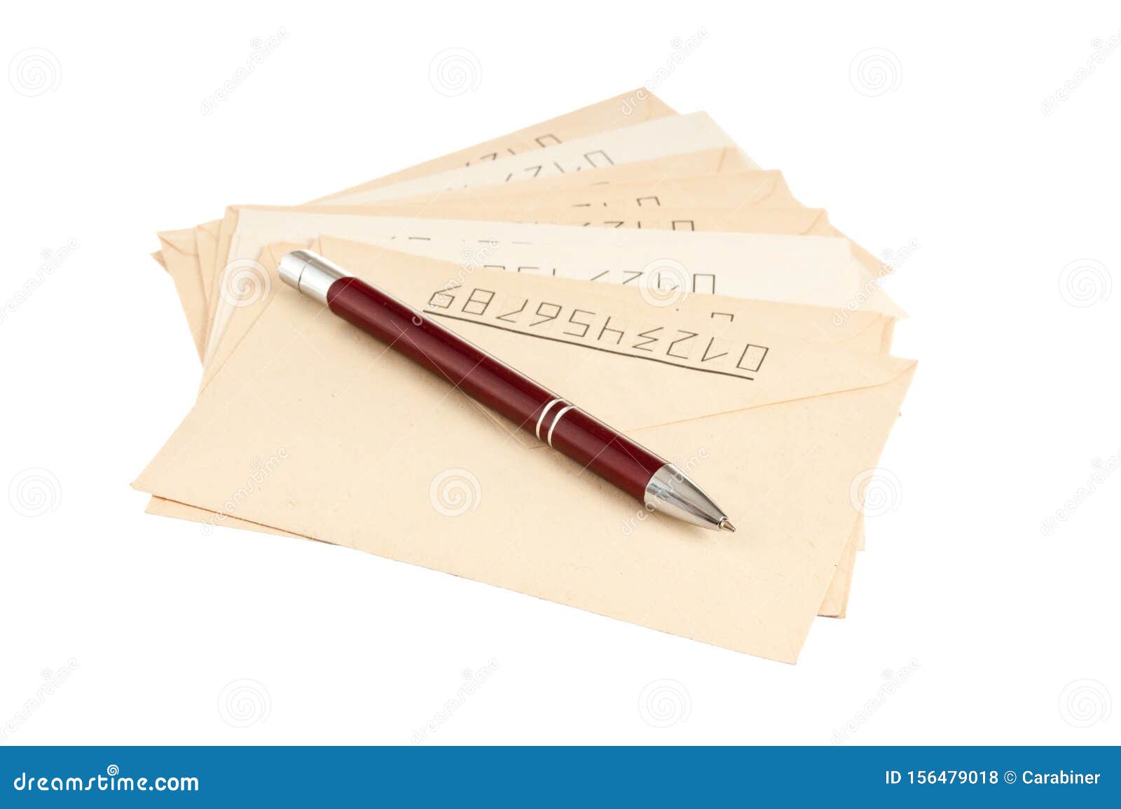 Stack of Mail Envelopes and a Pen Stock Photo - Image of information ...