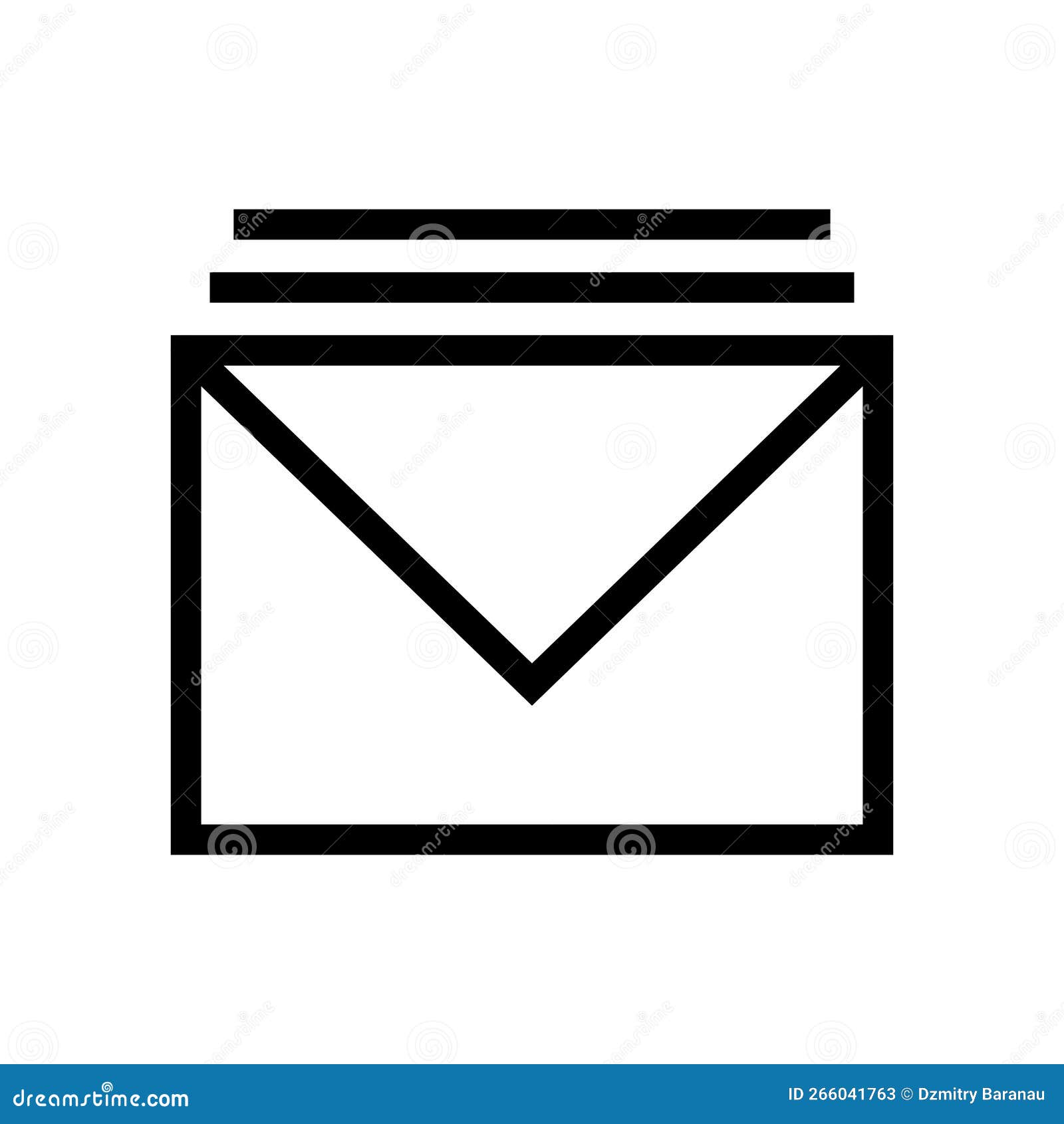 Stack Mail Icon Line Isolated on White Background. Black Flat Thin Icon ...