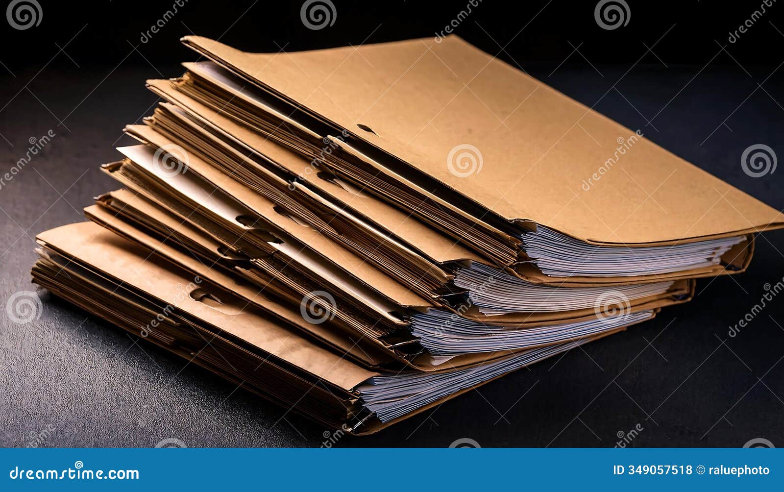Stack of Manila Folders Sits on a Dark Surface Stock Illustration ...