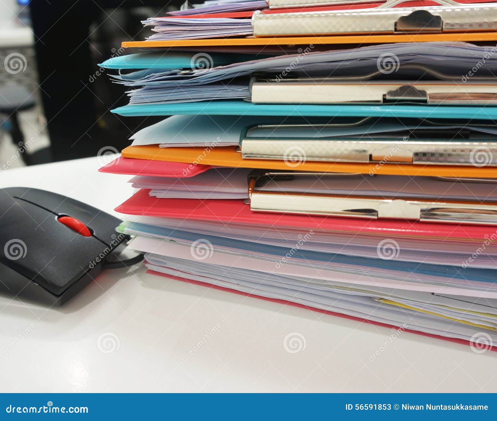 Stack of Many Color Clipboard and Computer Mouse Stock Image - Image of ...