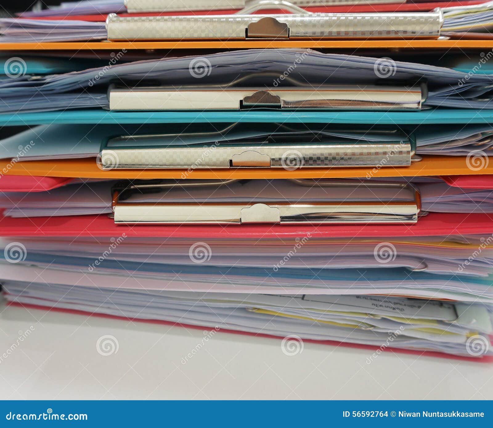 Stack of Many Color Clipboard with Documen Stock Photo - Image of ...