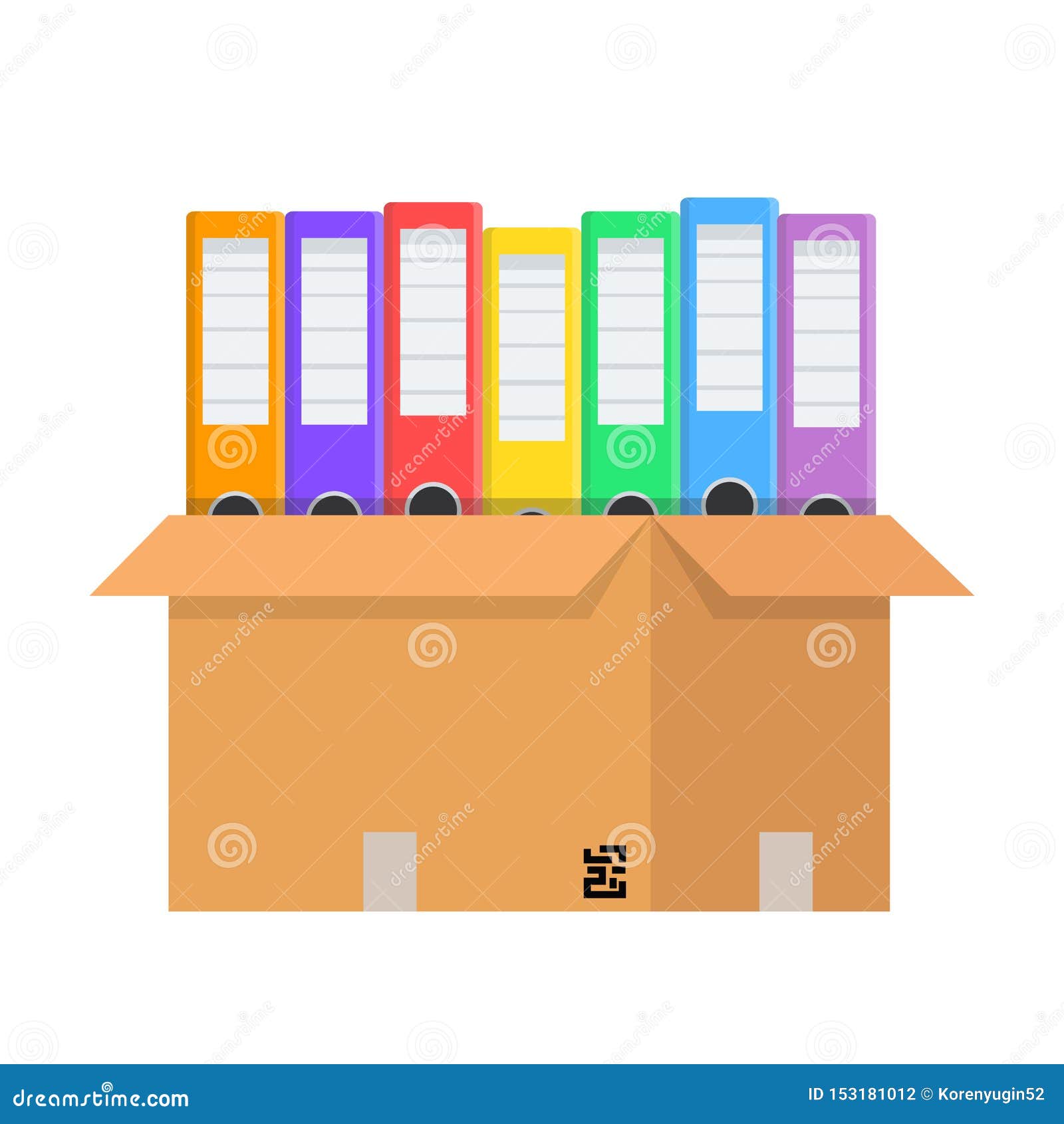 Stack of Many Color Document Folders and Cardboard Box for Design on ...