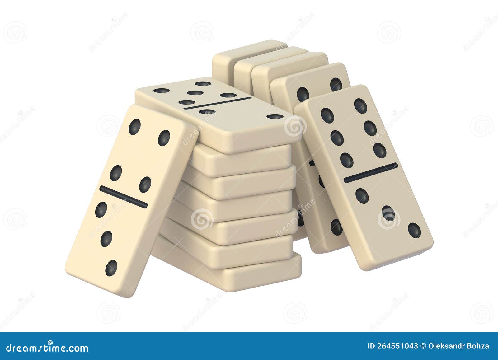 Stack of Many Dominoes Tiles Isolated on White Background Stock ...