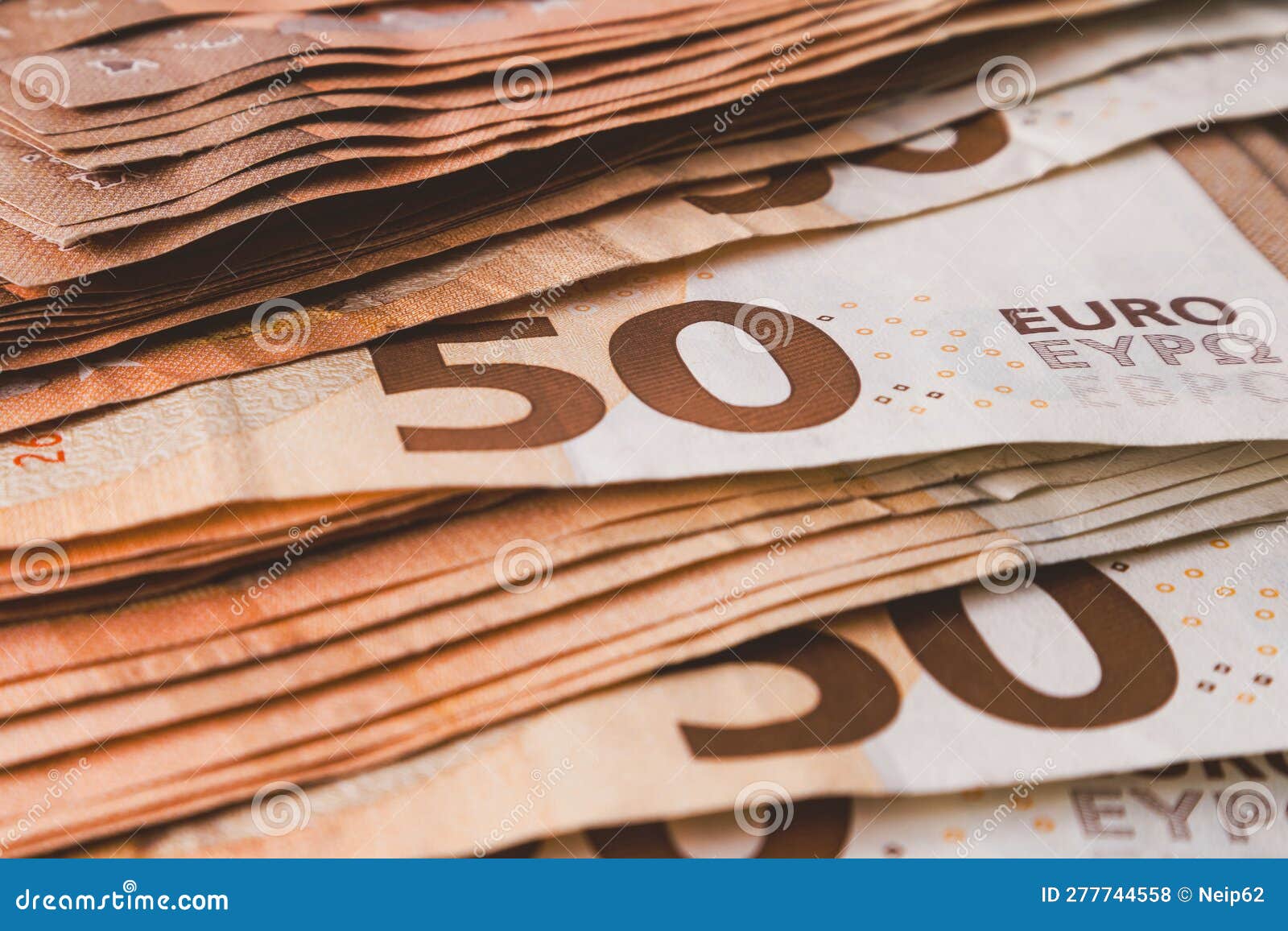 Stack of Many Euro Banknotes Close-up. Abstract Banknote Background for ...