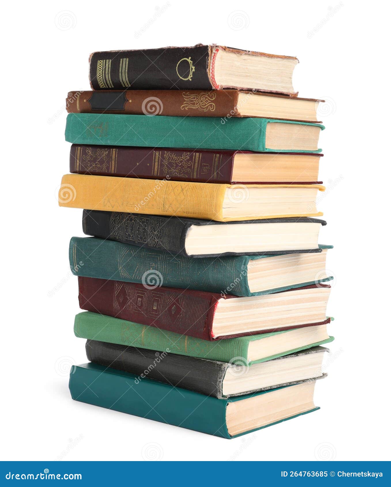 Stack of Many Old Hardcover Books Isolated on White Stock Image - Image ...