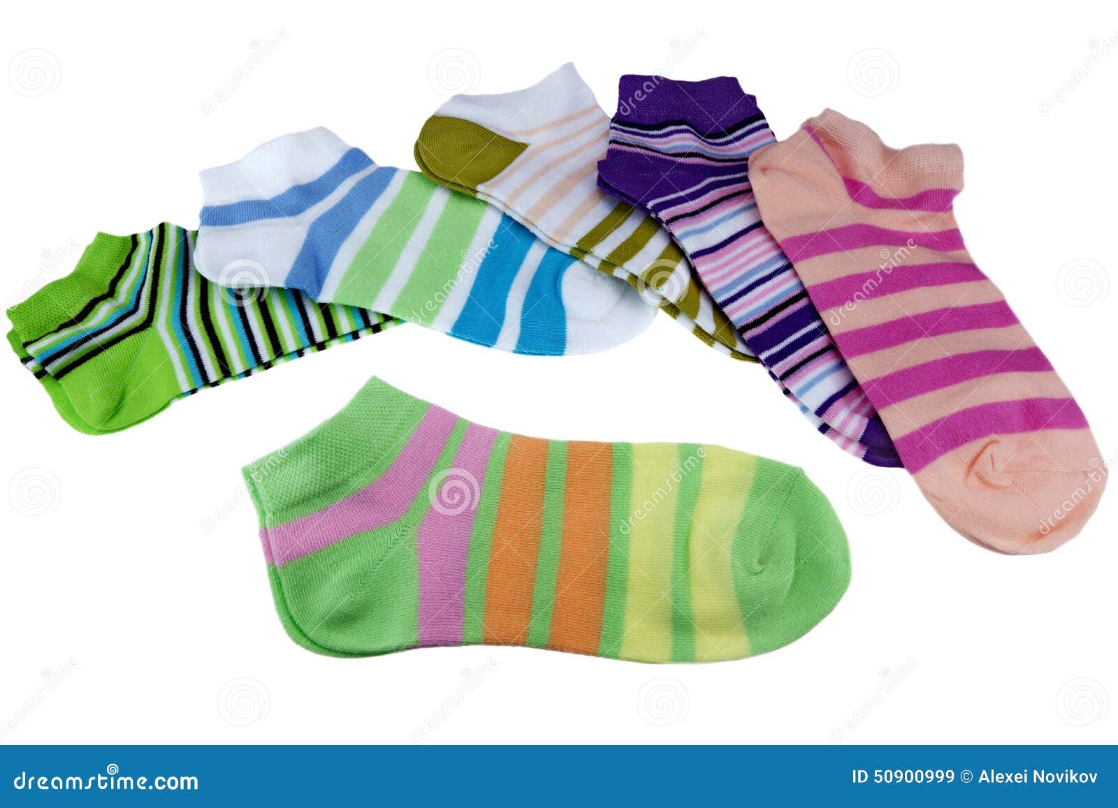 Stack of Many Pairs Colorful Striped Socks Isolated on White Stock ...