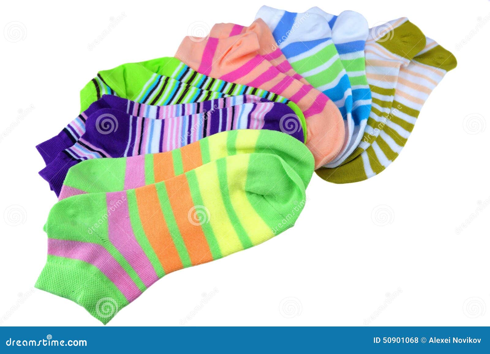 Stack of Many Pairs Colorful Striped Socks Isolated on White Stock ...