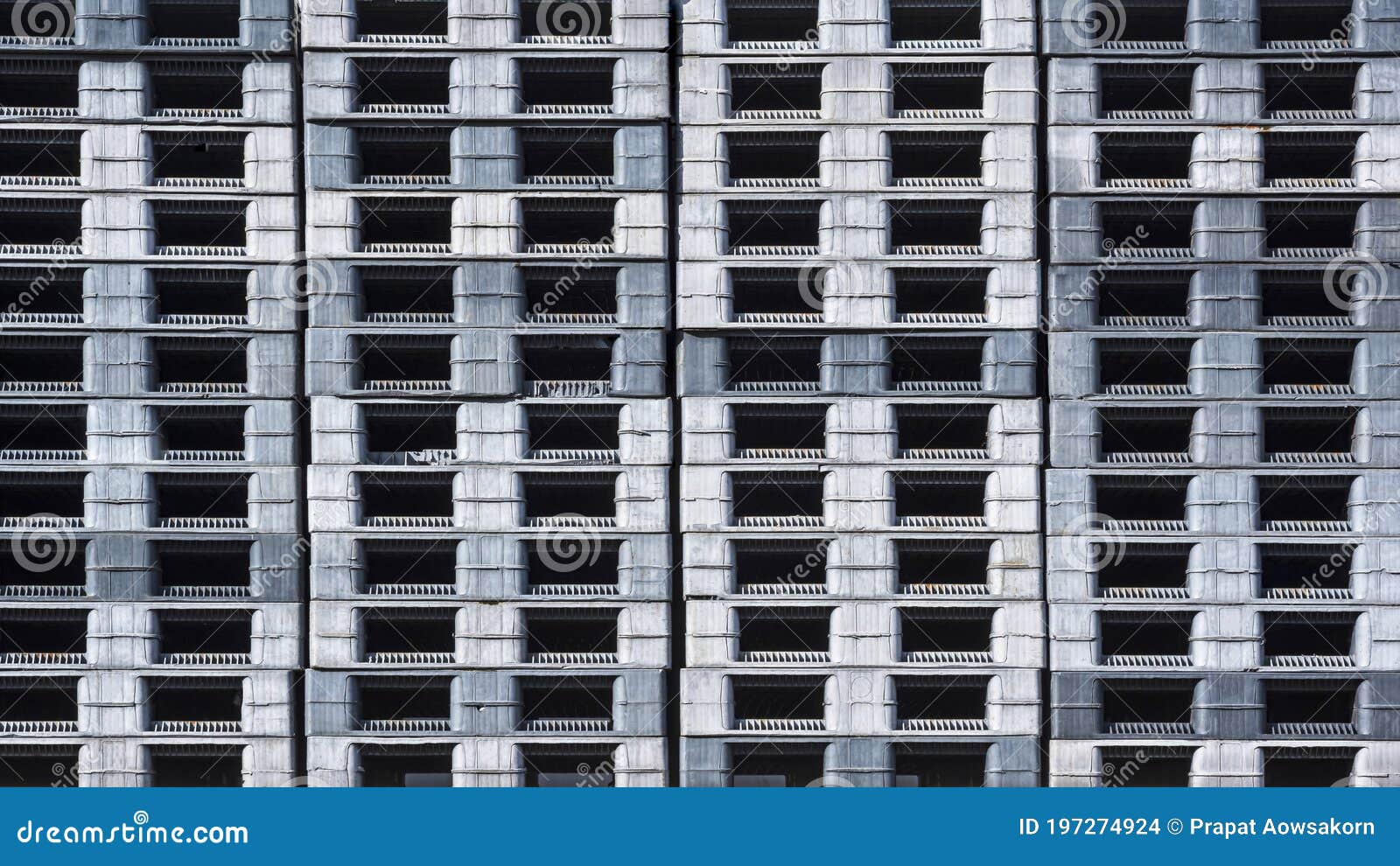 Front View of Many Plastic Shipping Pallets Background in Factory ...