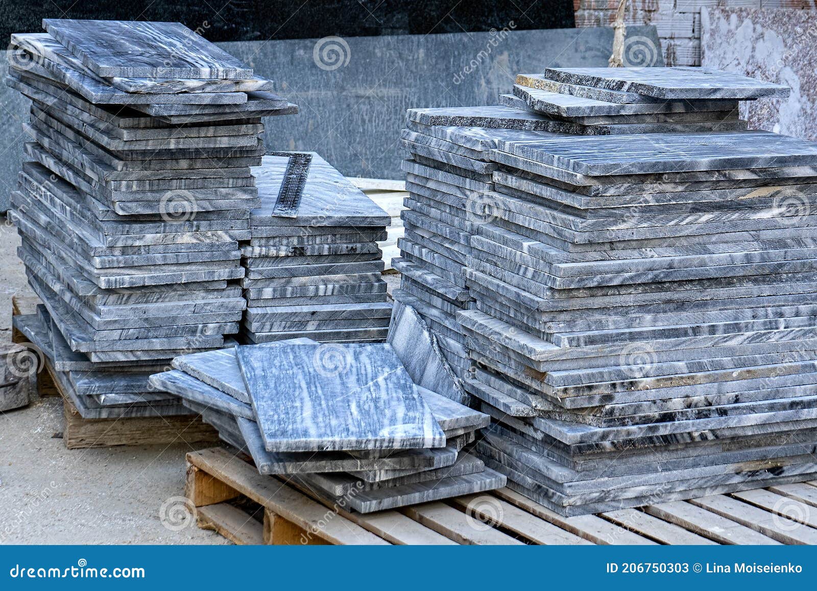 Stack of marble slab stock image. Image of marble, gray - 206750303