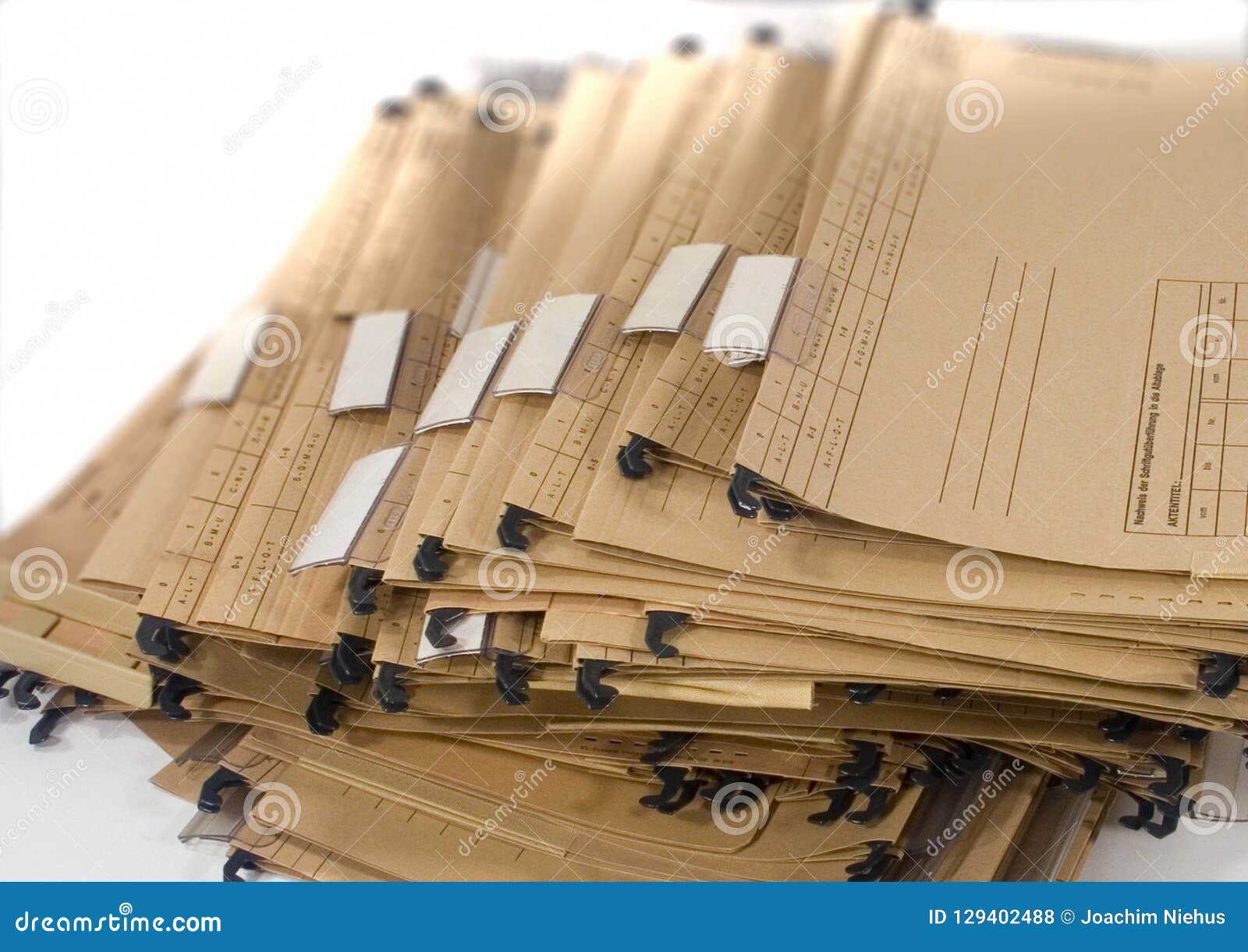 Stack of Marked Paper Documents with Plastic Clips Stock Photo - Image ...