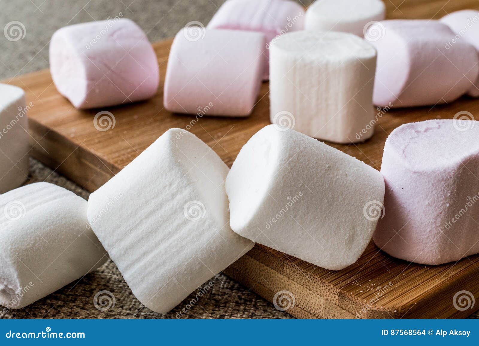 Stack of Marshmallows on Wooden Surface. Stock Photo - Image of view ...